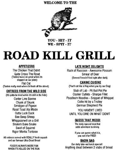 שפונדרה » Road Kill Grill